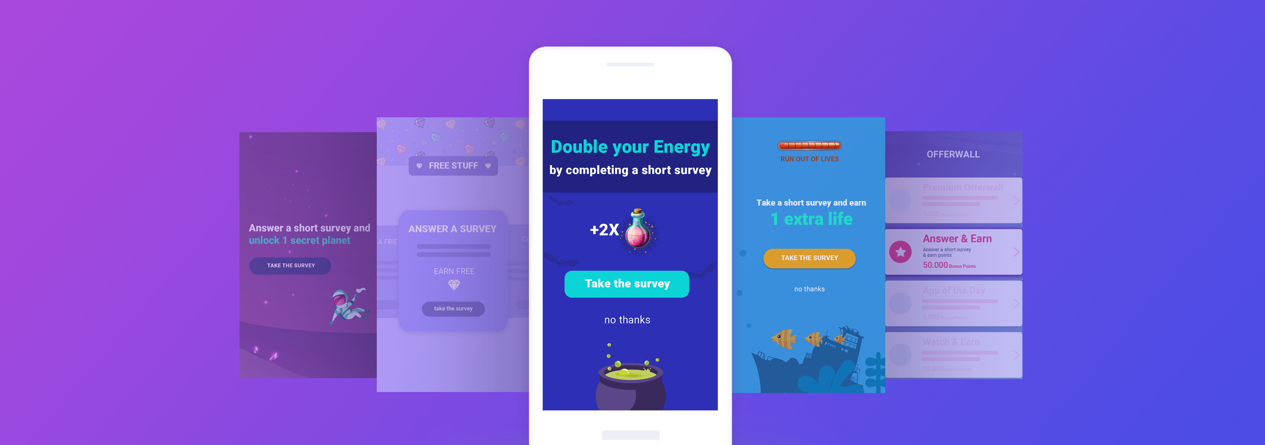 Pollfish Rewarded Surveys - Examples of Placements